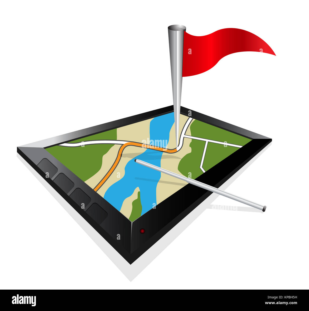 3D view of a map navigation on a tablet Stock Photo - Alamy