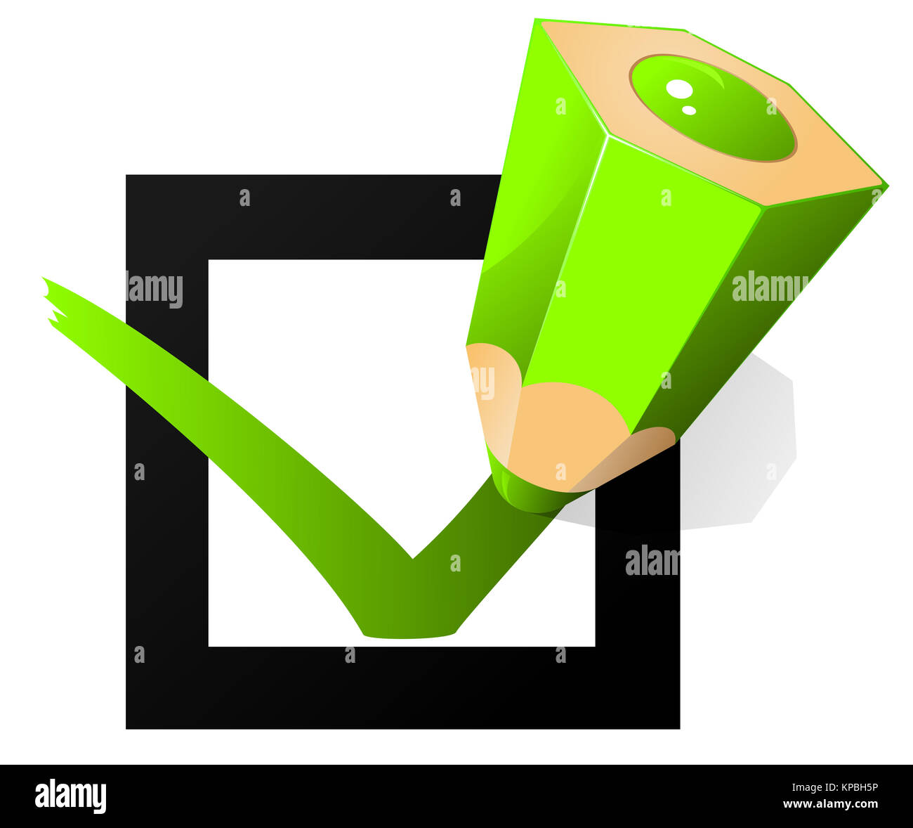 green pen marking on the check box Stock Photo - Alamy