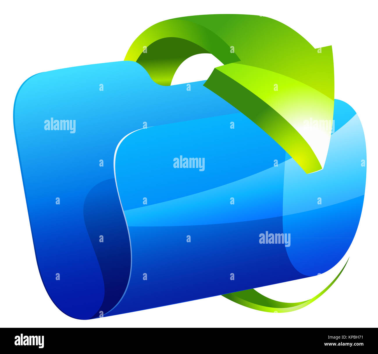Blue folder icon with green arrow Stock Photo - Alamy