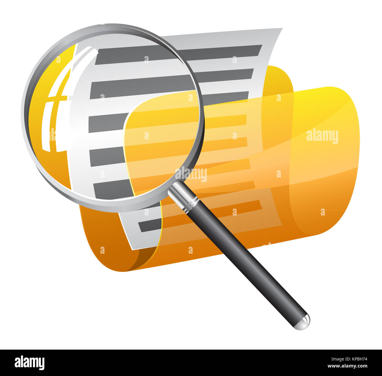 Yellow file folder with magnifying glass Stock Photo - Alamy