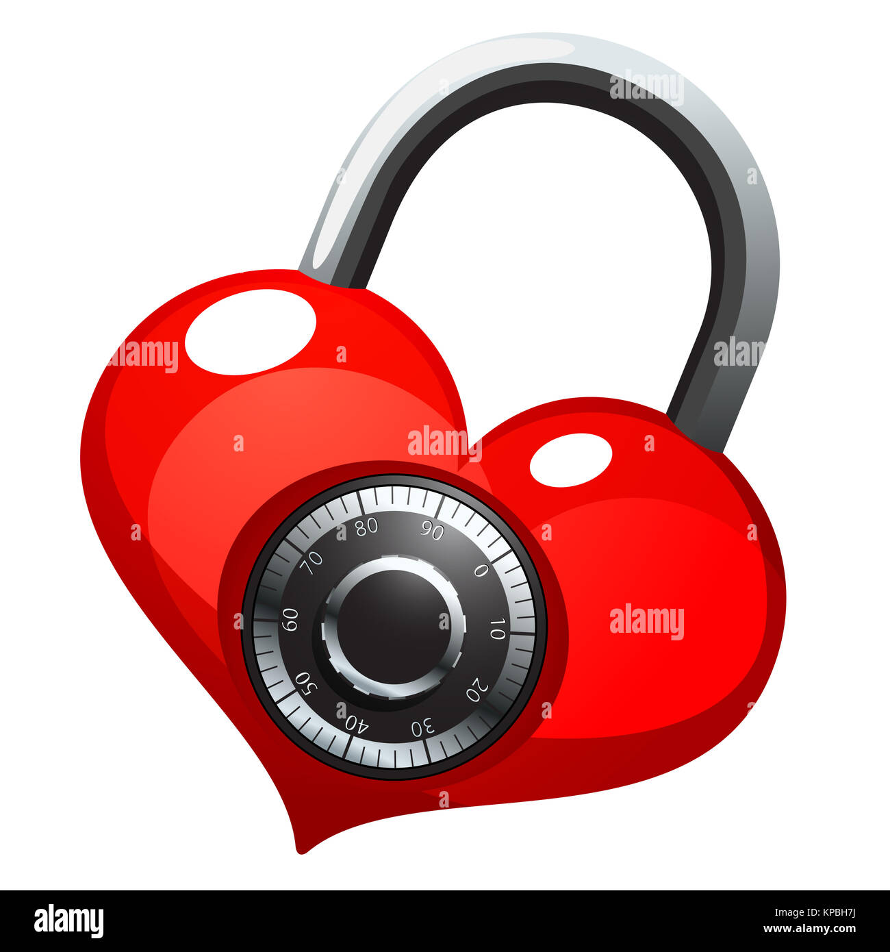 Red heart with shiny metal round combination lock Stock Photo - Alamy