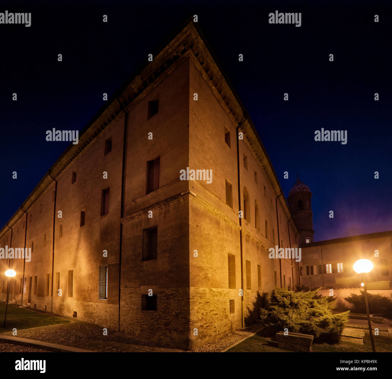 night view of monumental complex in Ravenna, once capital city of the ...