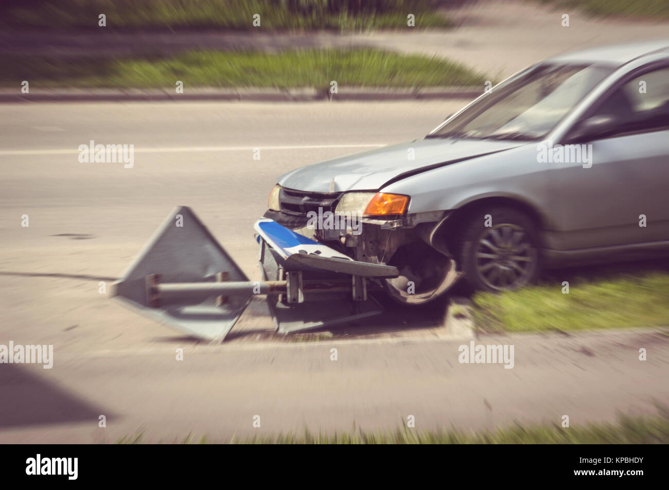 Danger on the road caused by drunken drivers. The car ran over a ...