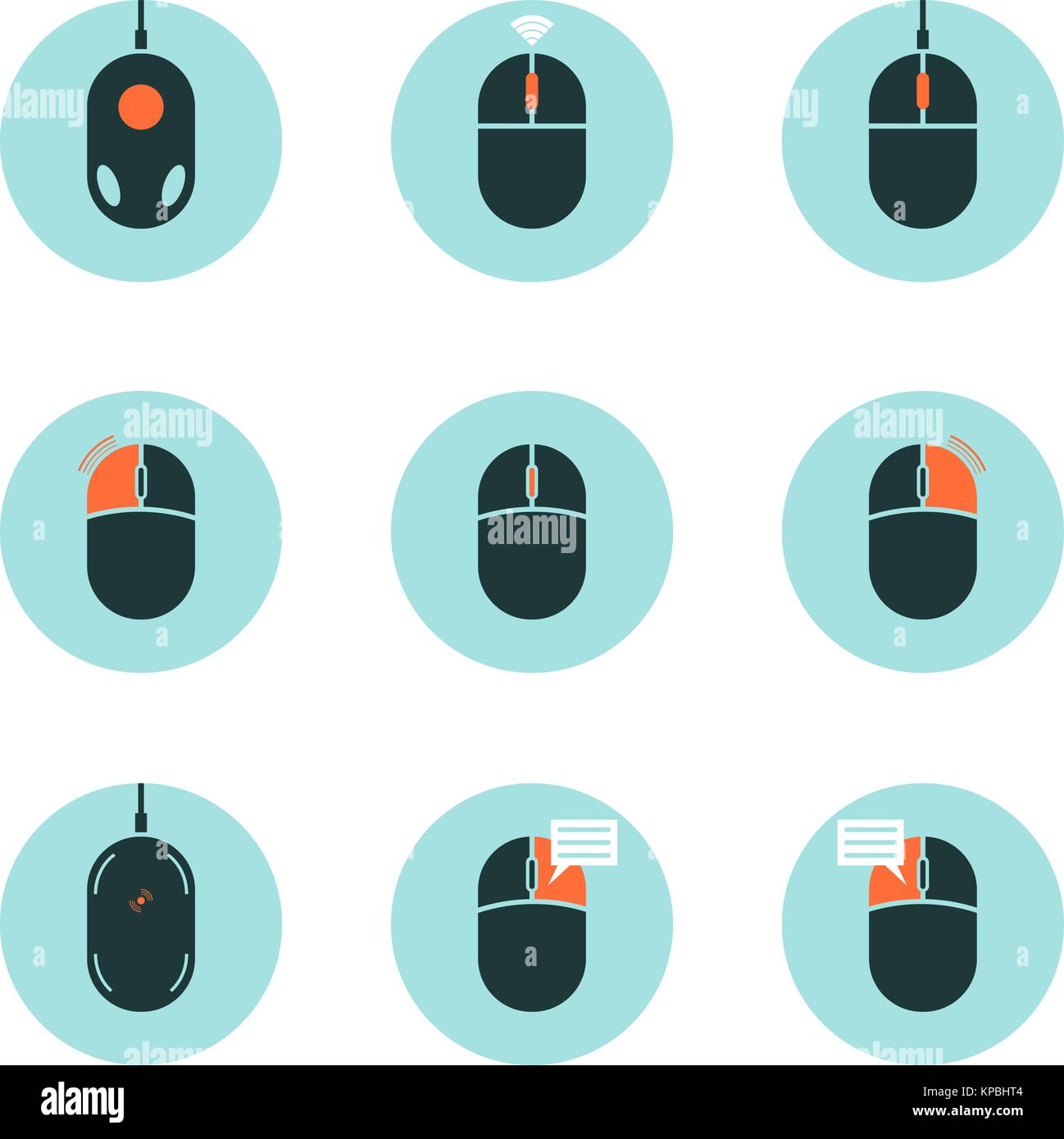 Computer Mouse with Highlighted Functions. Flat Style Vector Icon Set ... Computer Mouse with Highlighted Functions. Flat Style Vector Icon Set ...