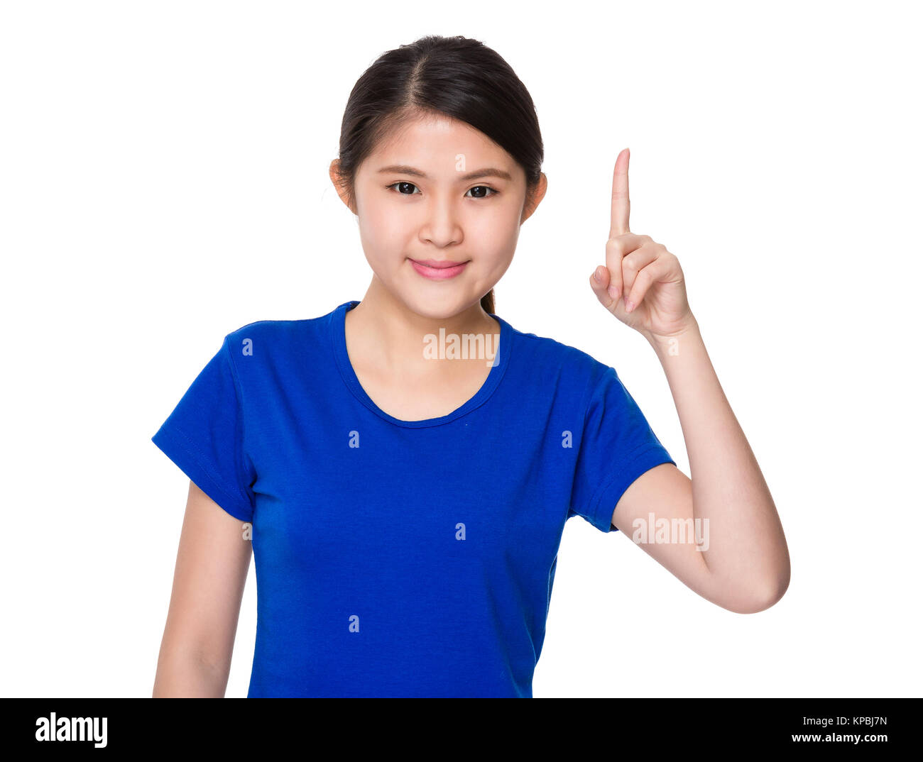 Young student with pointer showing up Stock Photo - Alamy