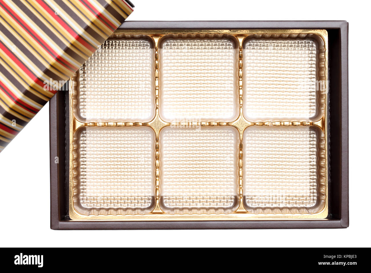 Confectionery box with partitions on white background Stock Photo - Alamy