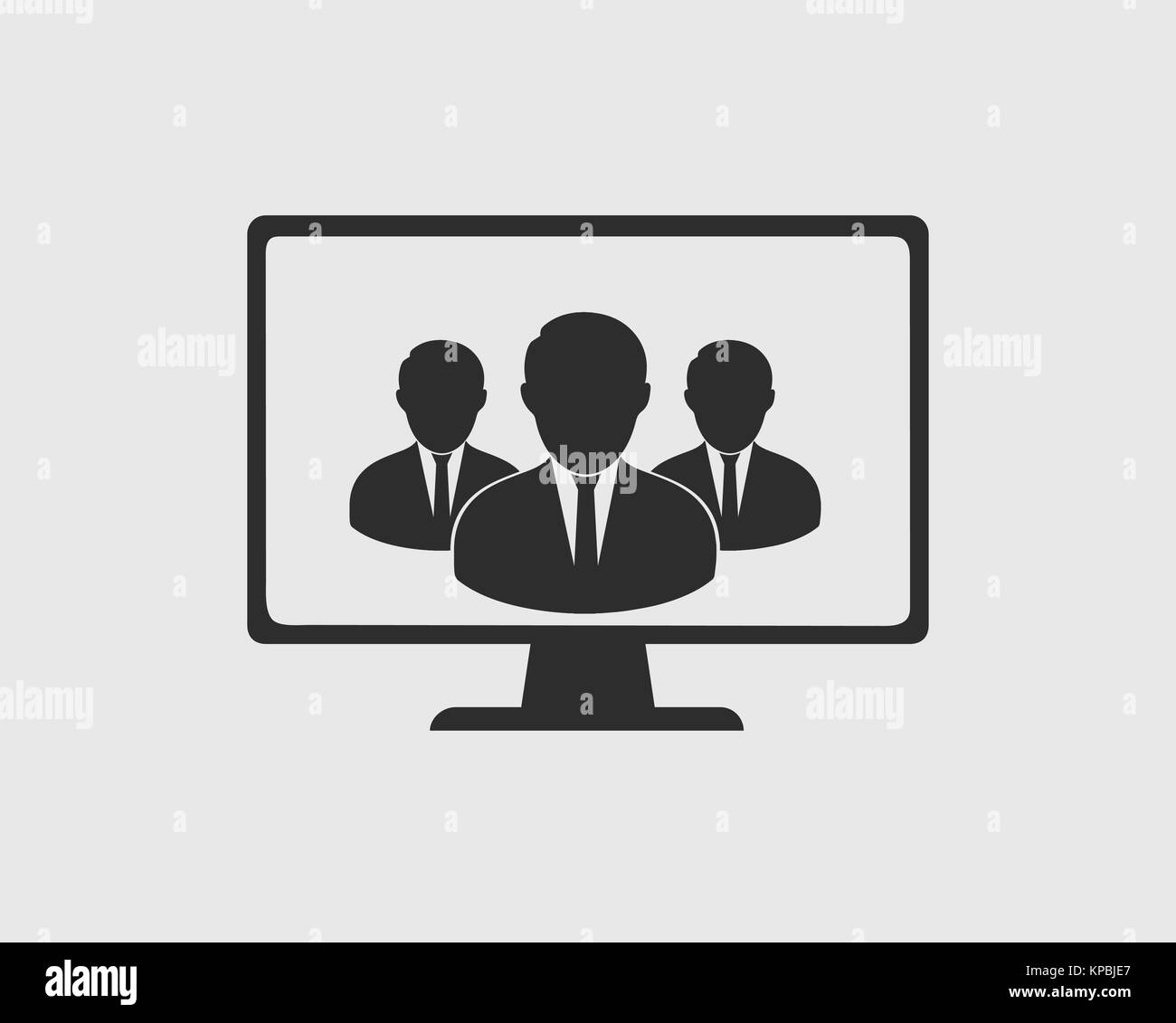 Corporate Team Icon on computer screen. Employees behind the leader ...