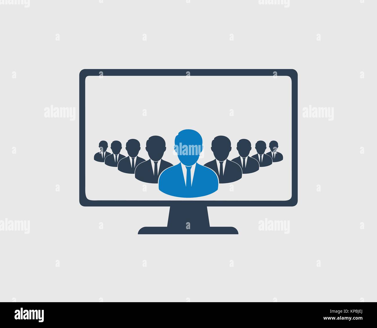 Disciplined Team icon on computer screen. Number of people behind the ...