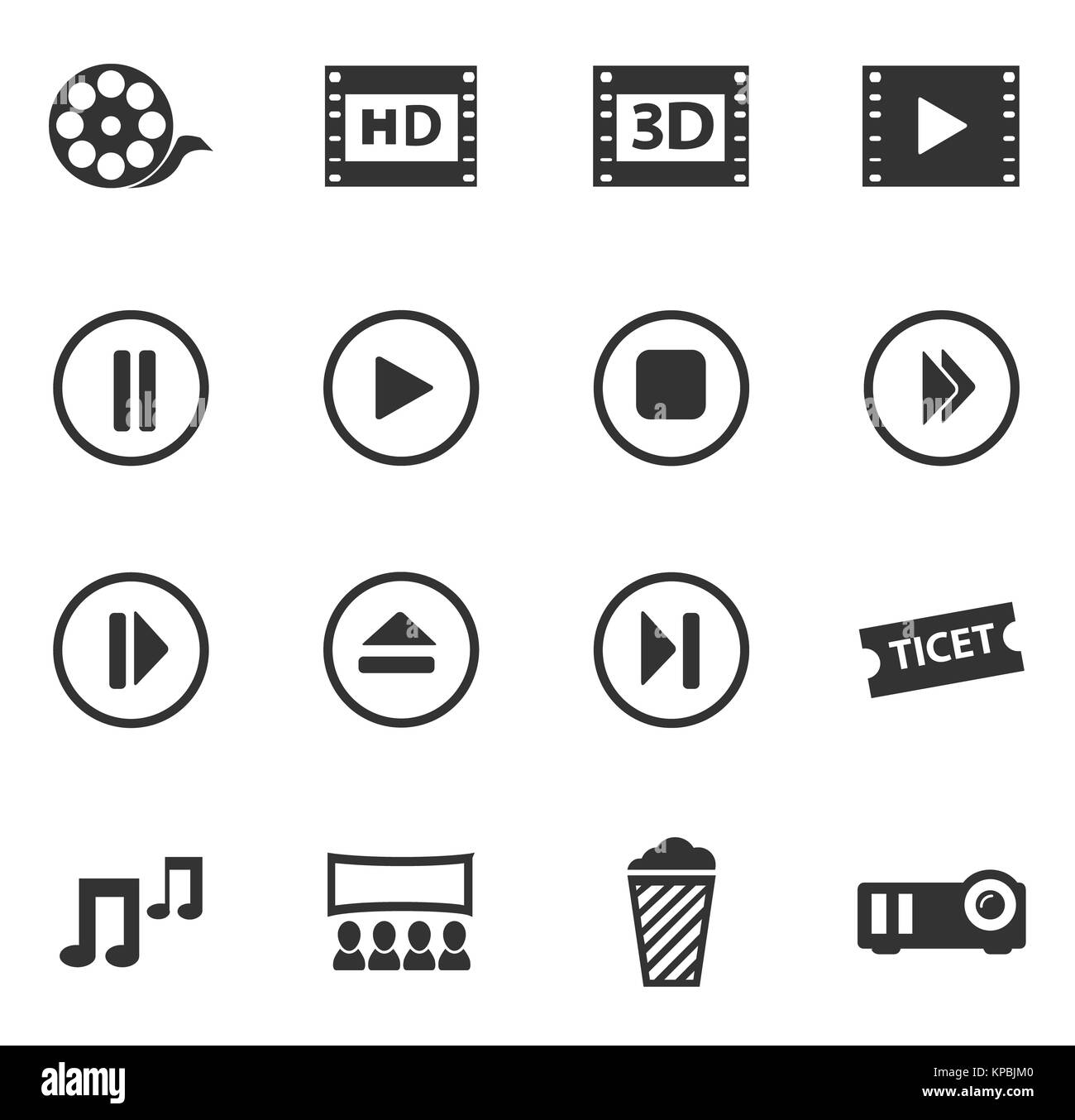 Cinema icons set Stock Photo - Alamy