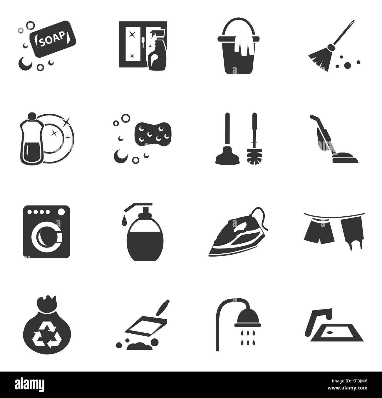 Cleaning company icons set Stock Photo - Alamy