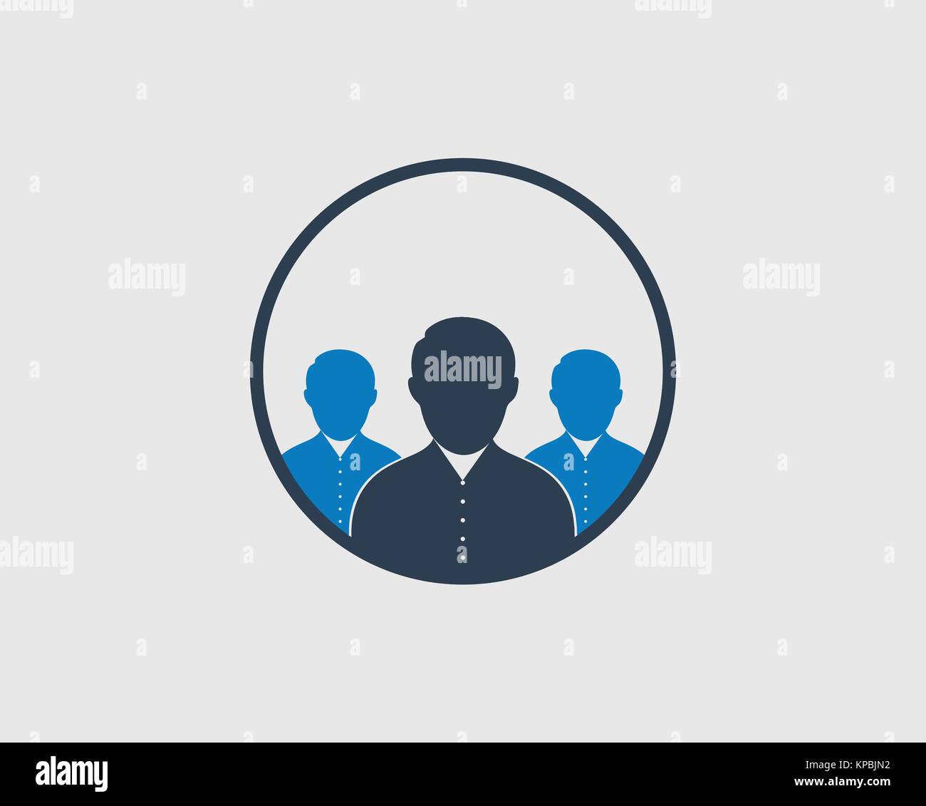 Teamwork icon with circle shape. Number of people behind the Leader ...