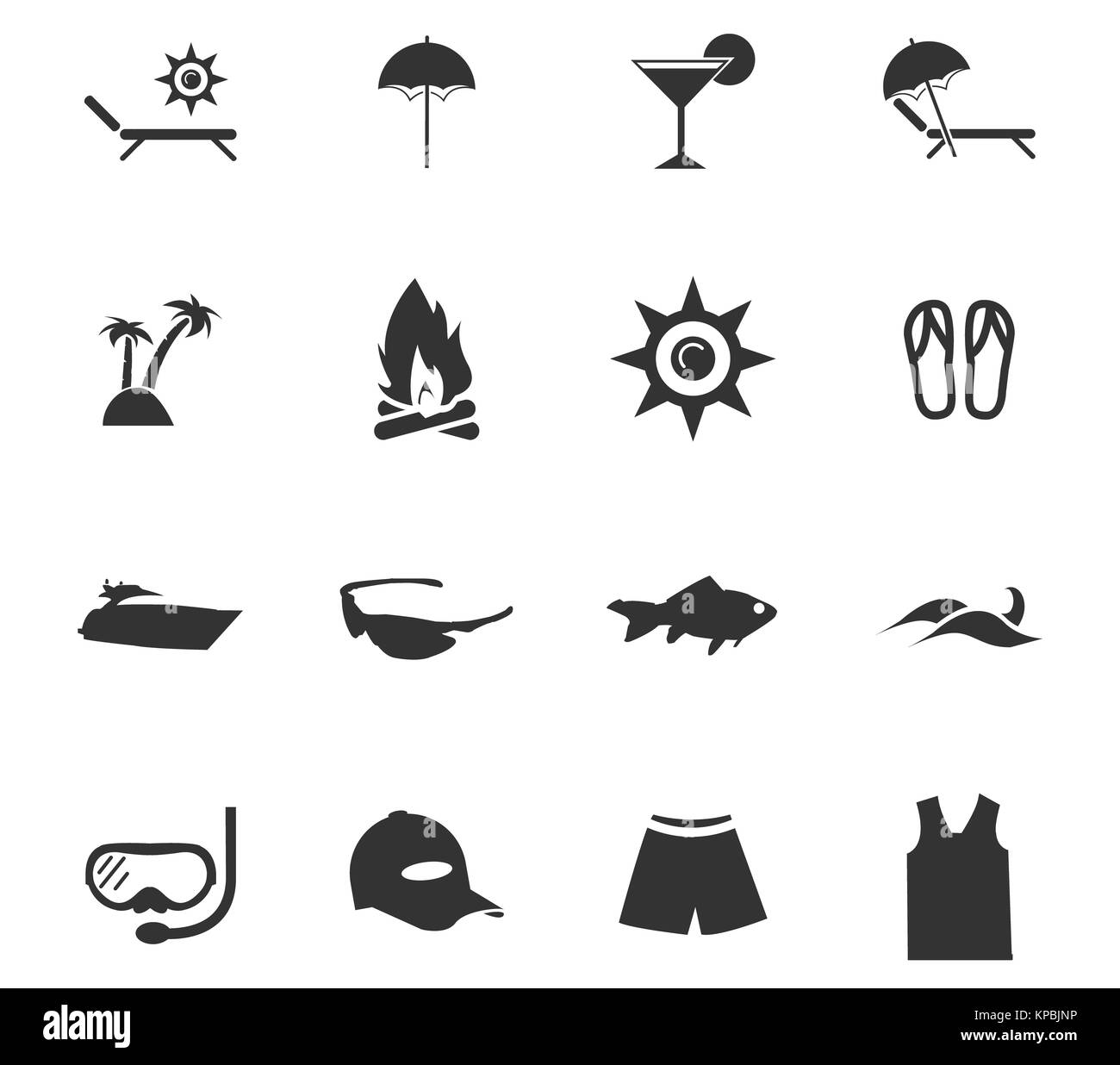 Beach icon set Stock Photo - Alamy