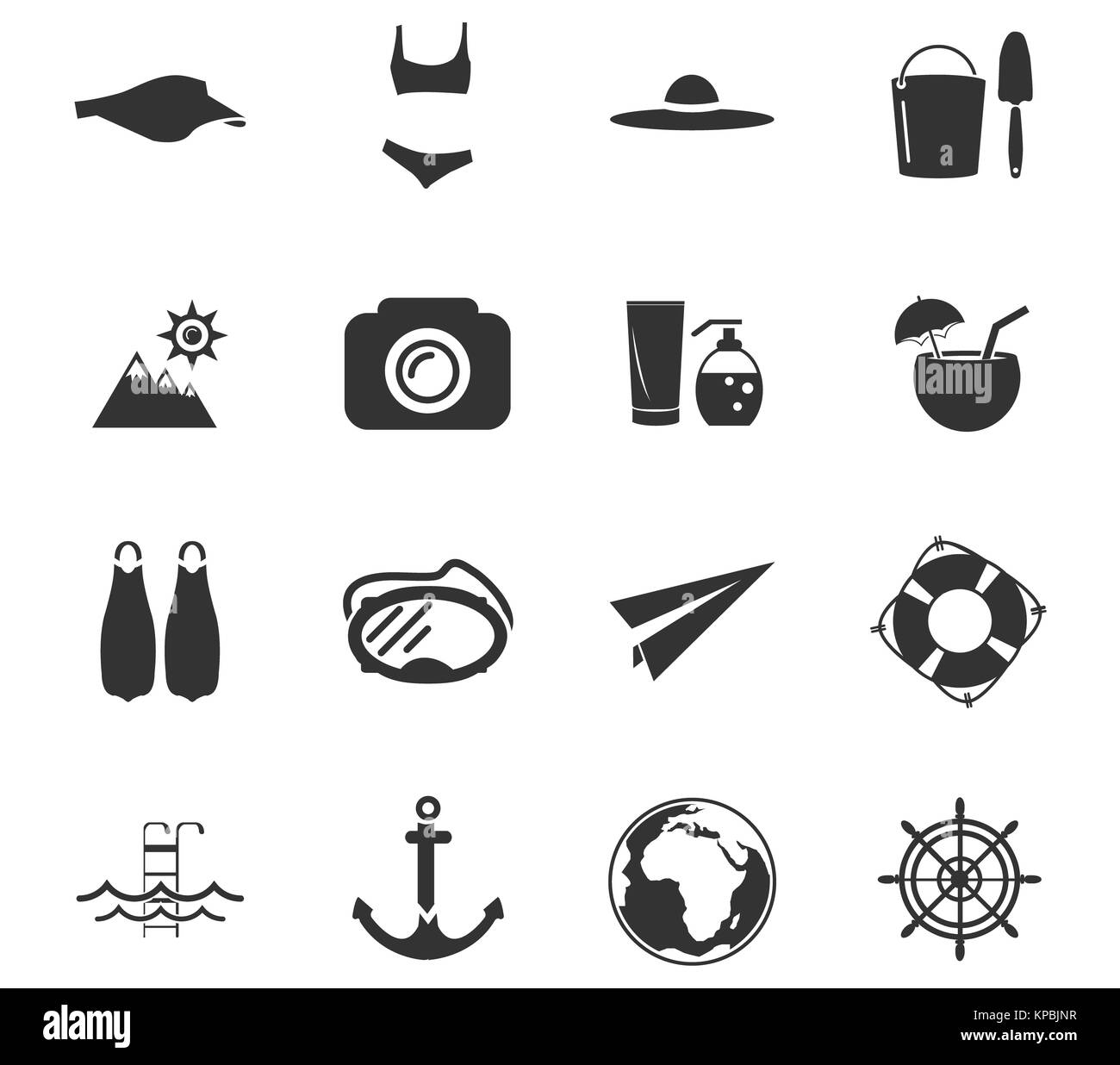 Beach icon set Stock Photo - Alamy