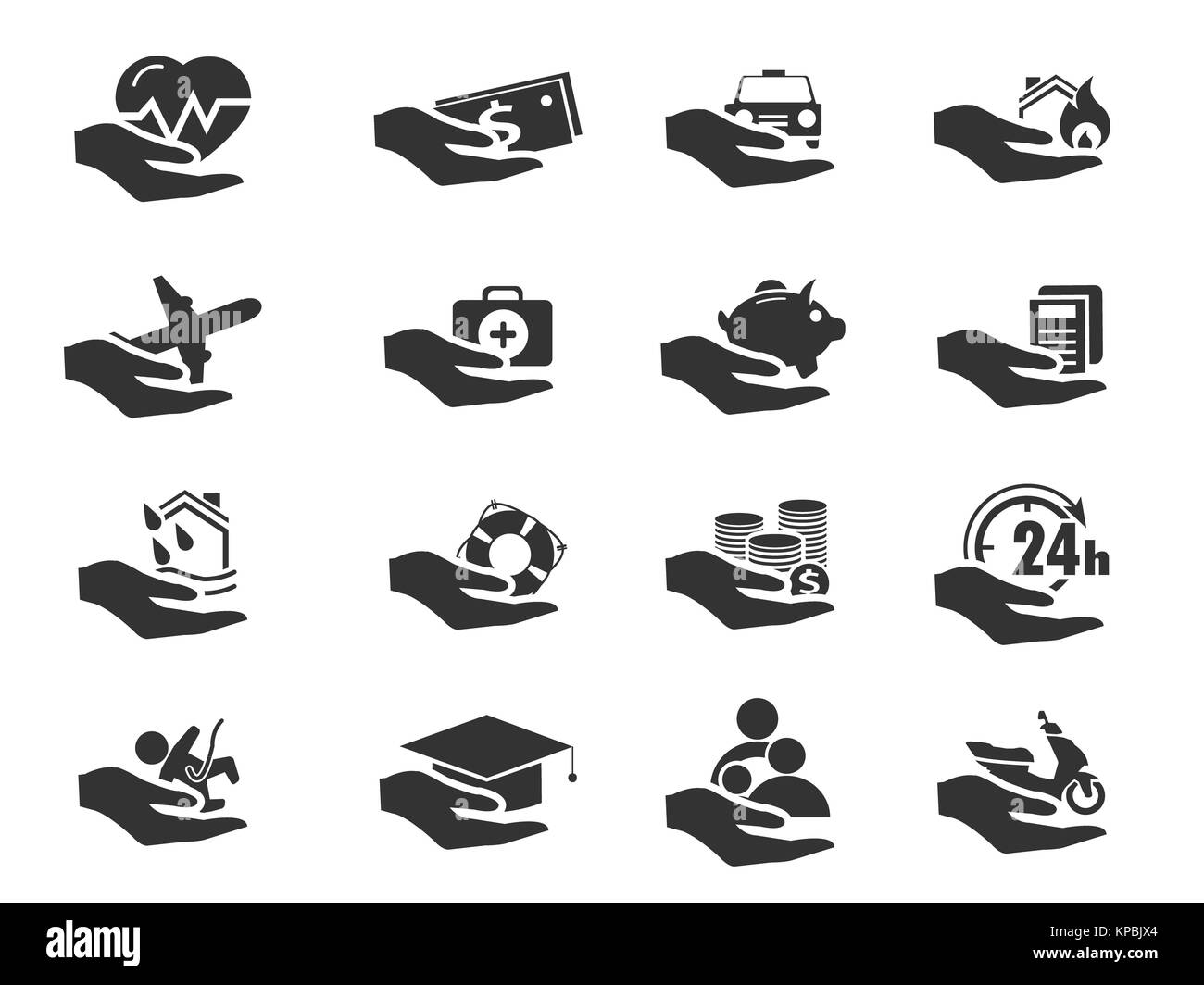 Insurance hands icons Stock Photo - Alamy