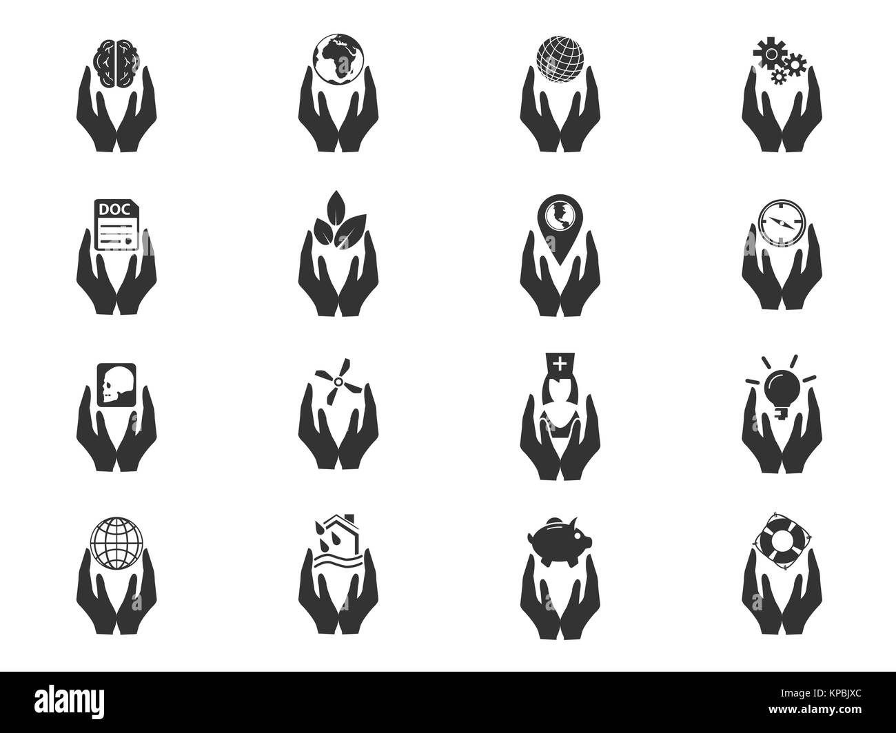 Insurance hands icons Stock Photo - Alamy