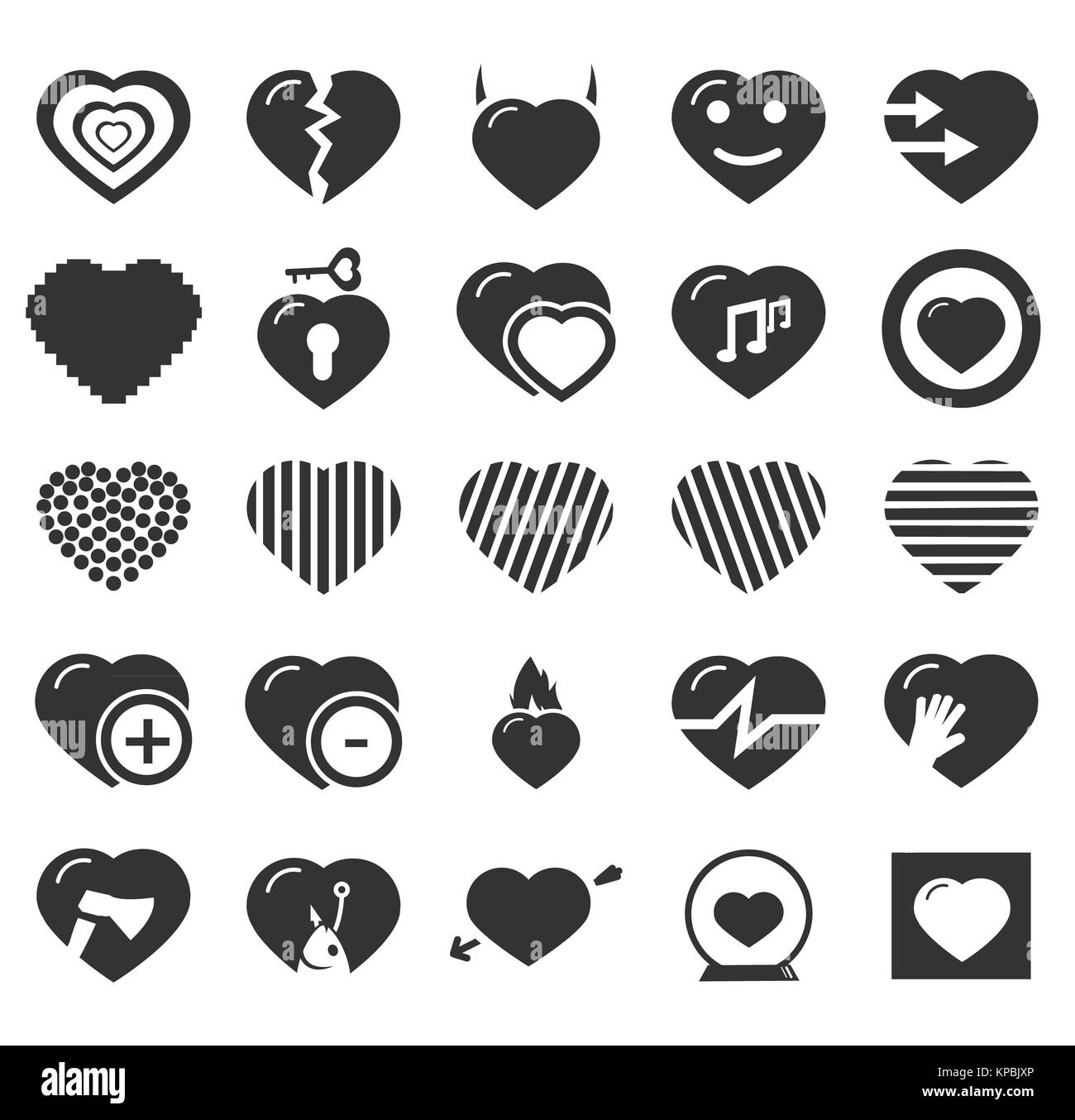 Heart Icon Set Stock Photo - Alamy