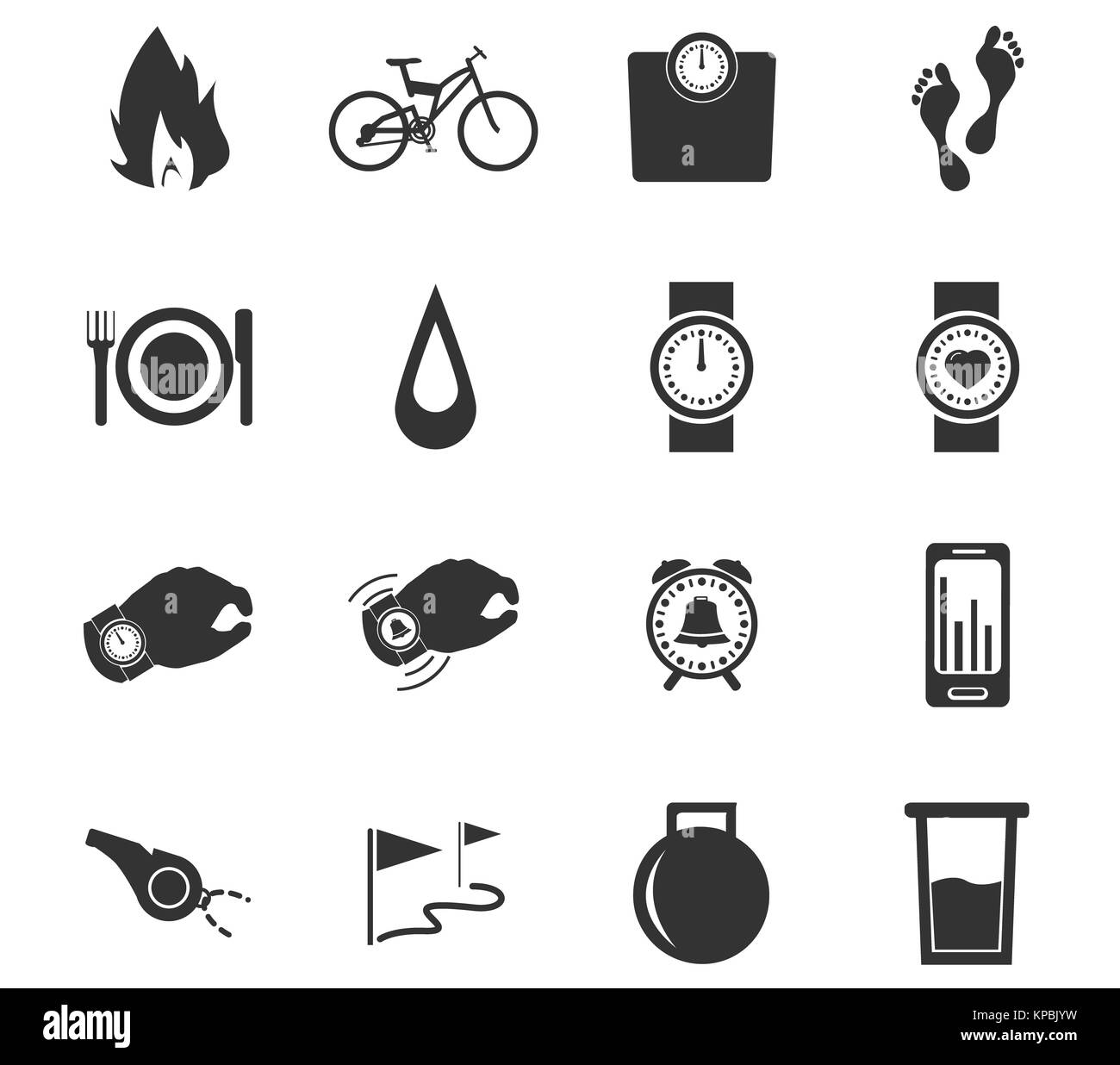 Jogging and workout icons set Stock Photo - Alamy