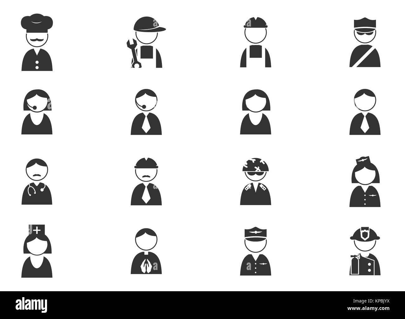 Occupation icons set Stock Photo - Alamy