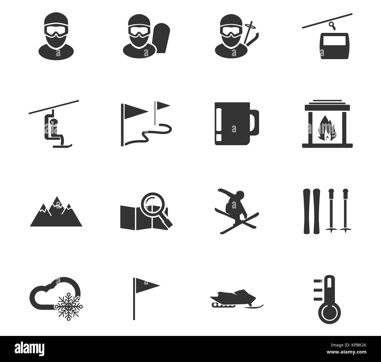 Skiing icon set Stock Photo - Alamy