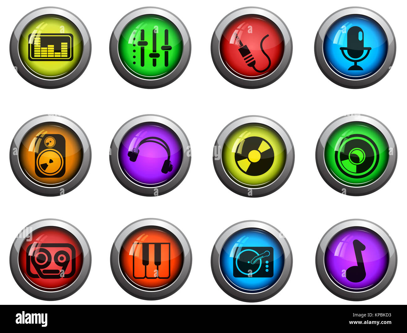 Audio and music icons set Stock Photo - Alamy