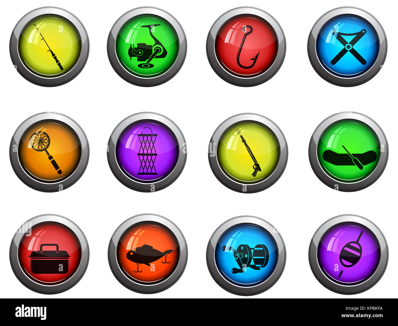 Fishing icon set Stock Photo - Alamy