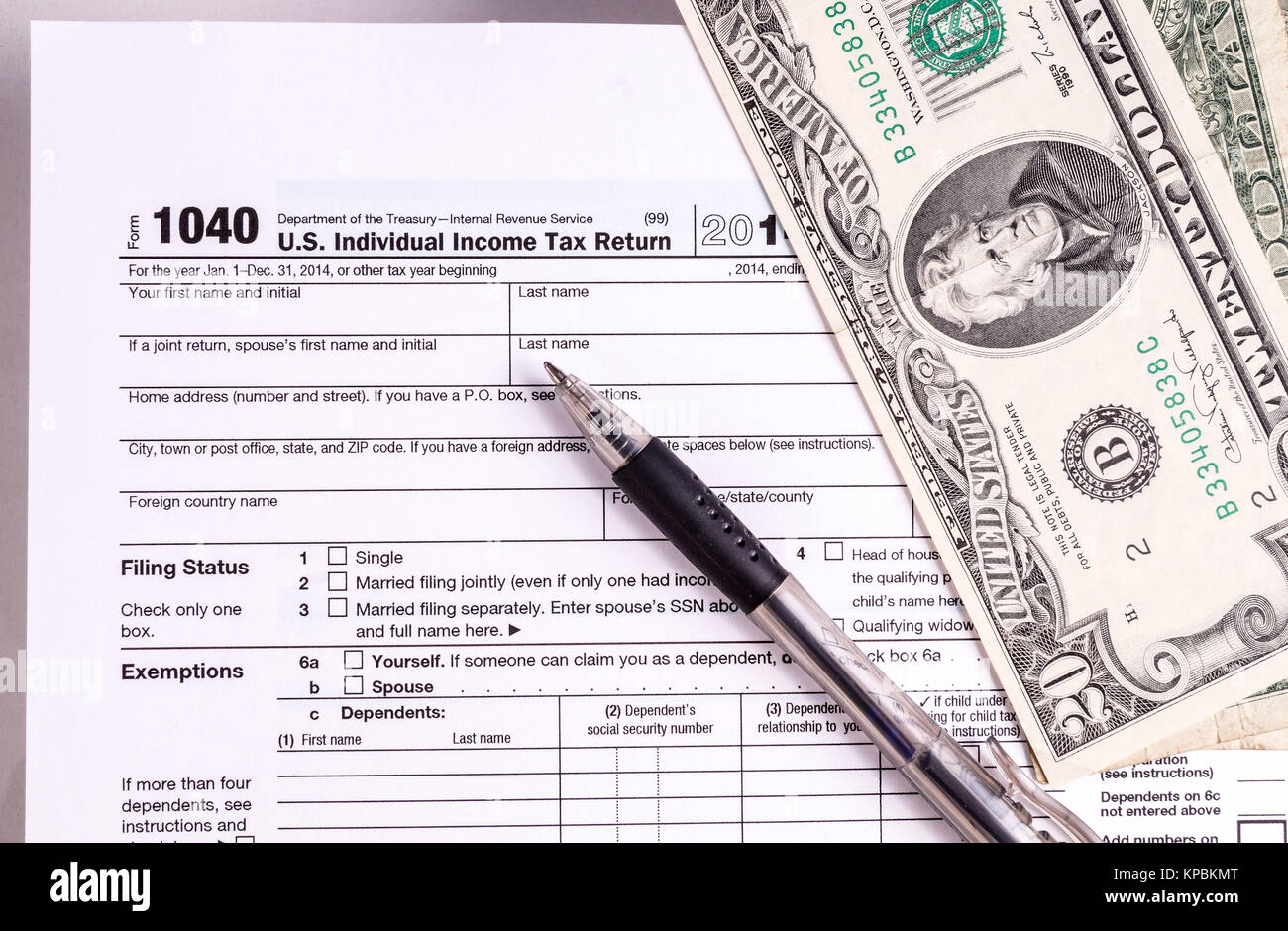 Tax form and Money Stock Photo - Alamy