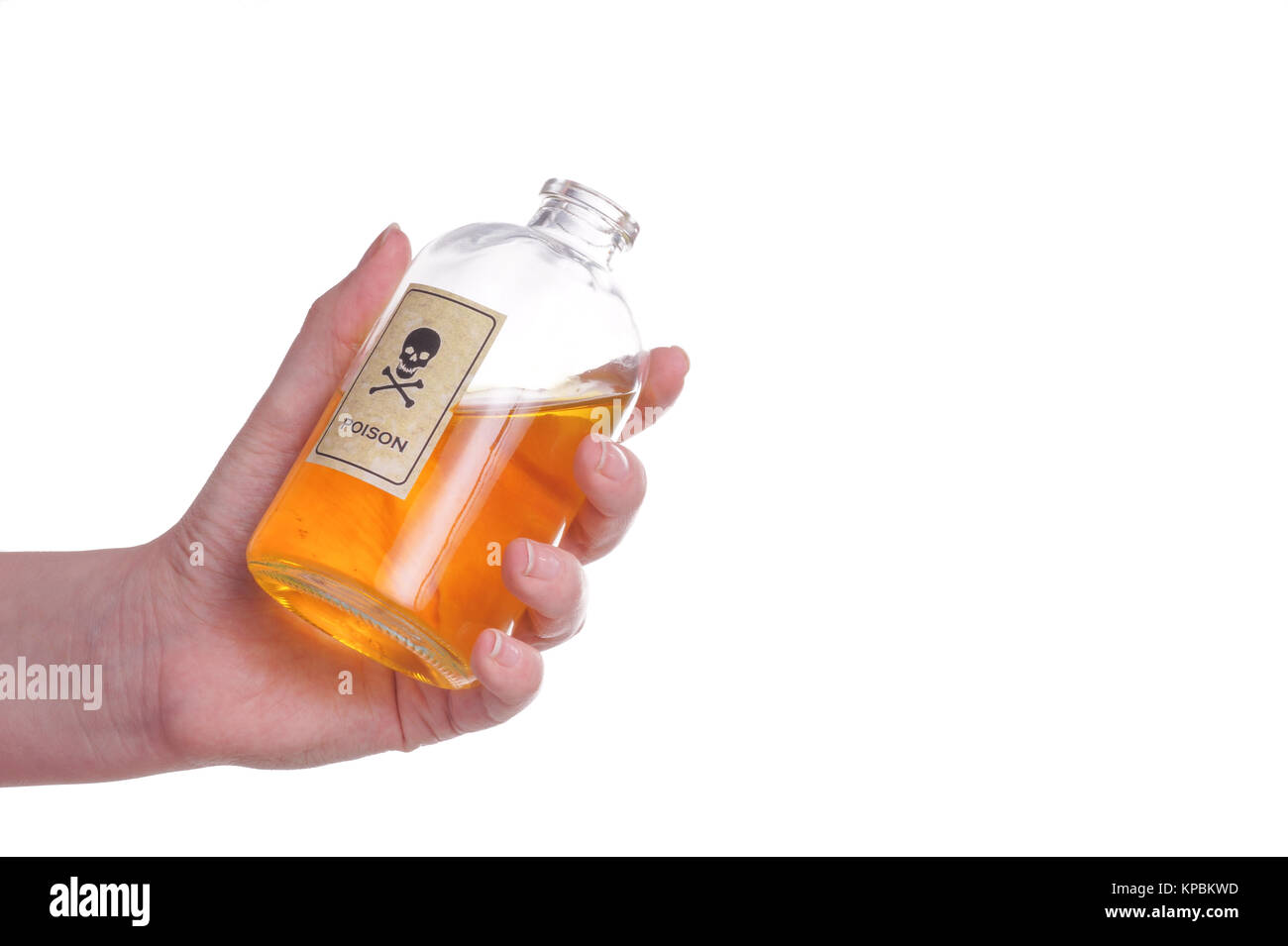 Hands holding a Bottle of poison Stock Photo - Alamy