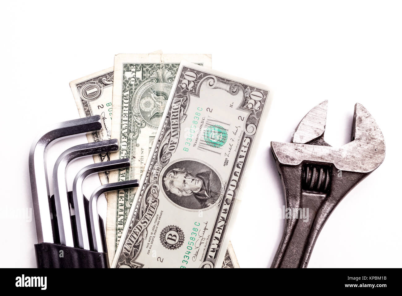Work tools lying with Money Stock Photo - Alamy