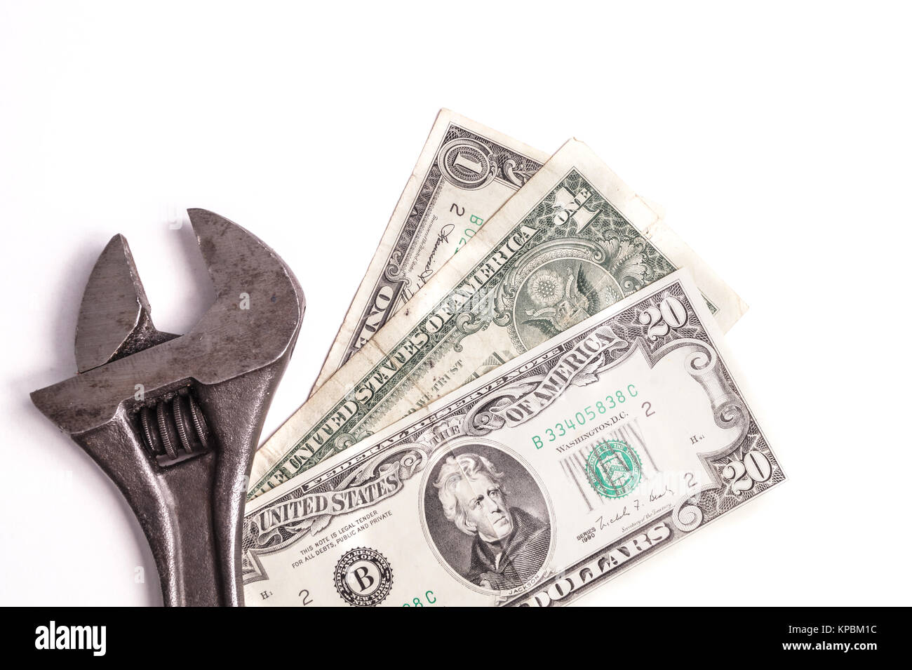 Work tools lying with Money Stock Photo - Alamy