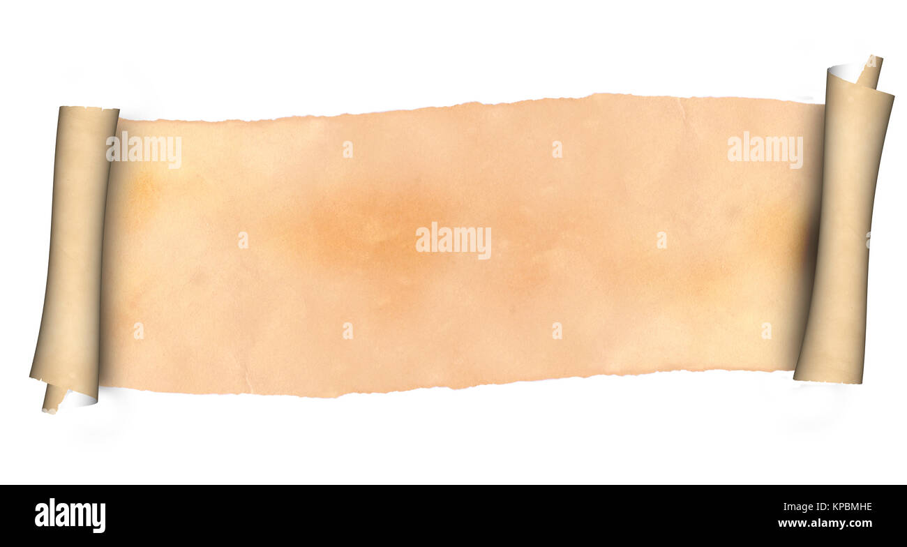 Scroll of ancient parchment on white background Stock Photo - Alamy