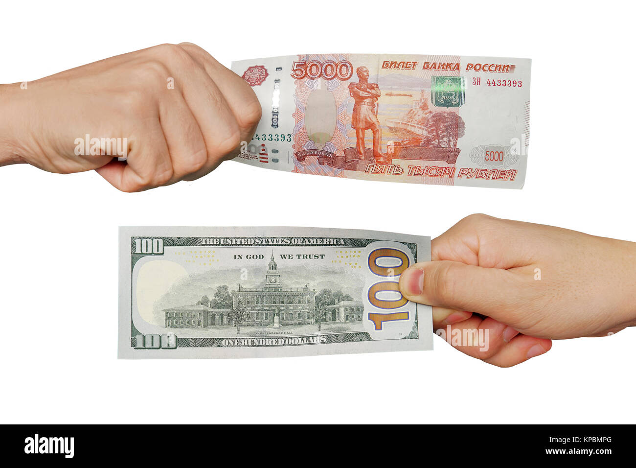 Hands exchange rubles for dollars. People exchange currency, hands ...