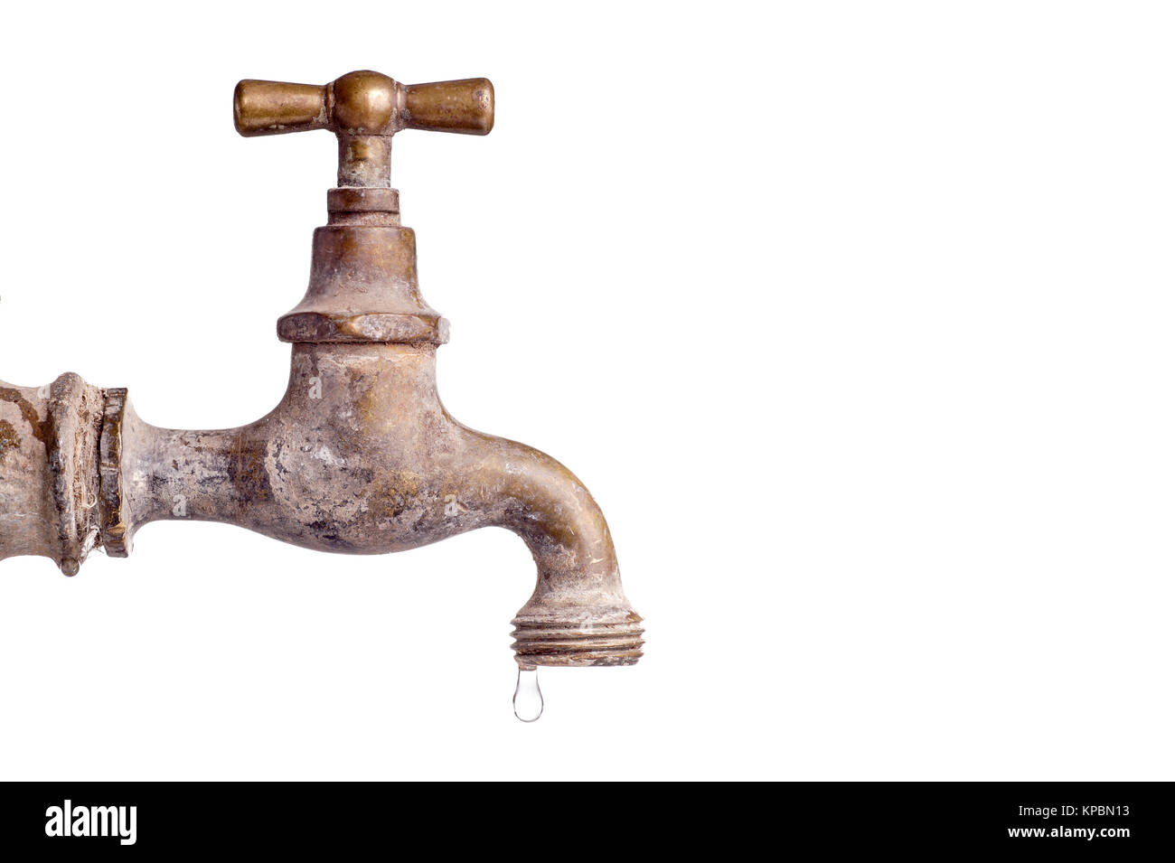 Old and used Vintage faucet with water drop Stock Photo - Alamy