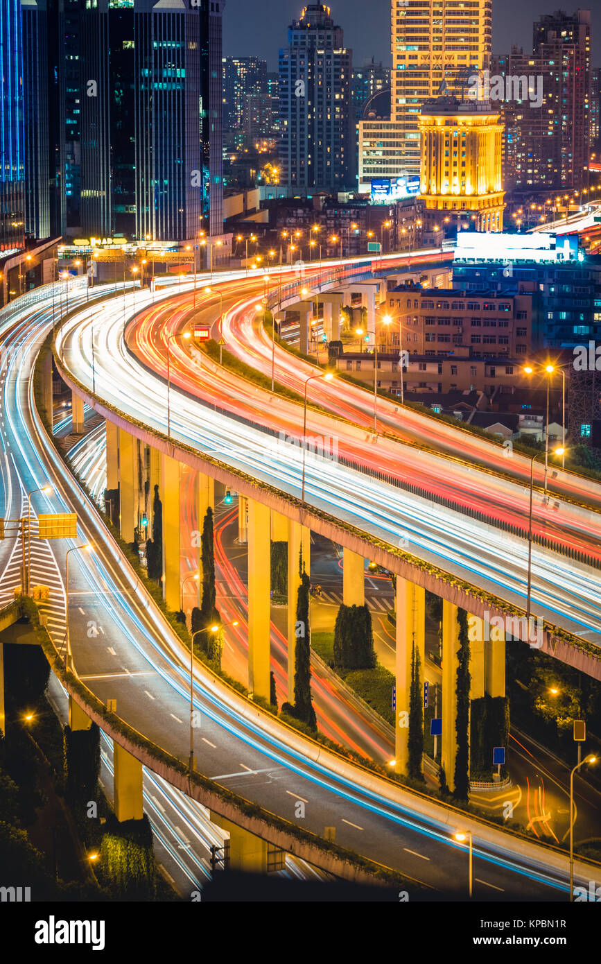 traffic light trails at Night in Shenzhen, China Stock Photo - Alamy