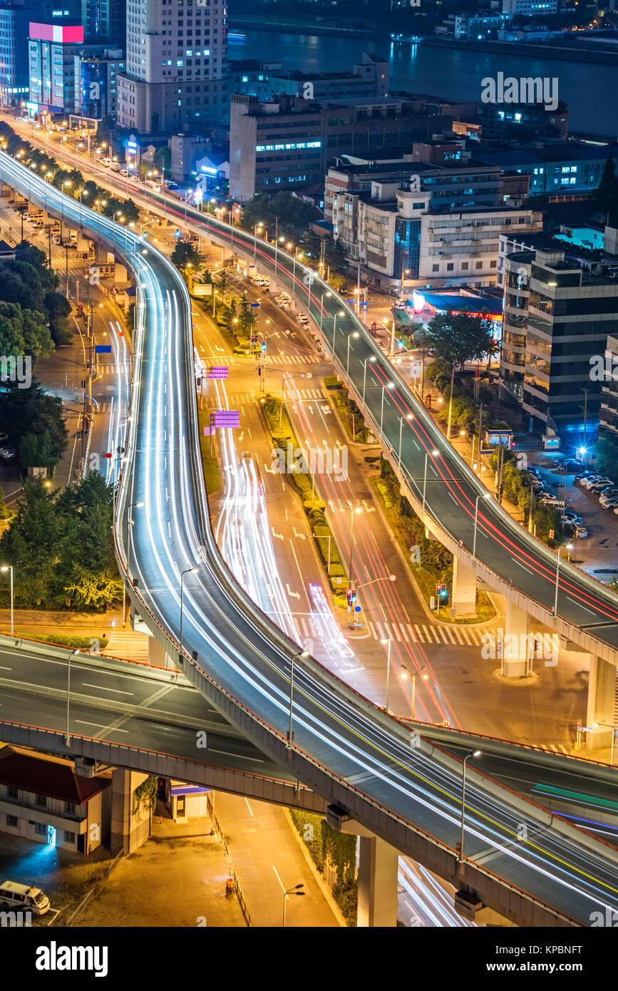 traffic light trails at Night in Shenzhen, China Stock Photo - Alamy