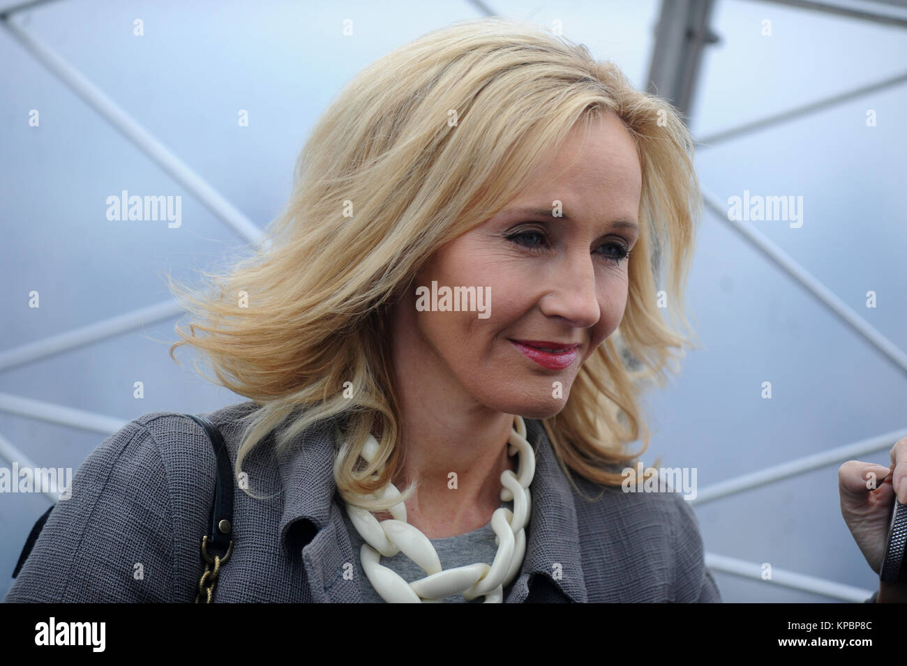 NEW YORK, NY - APRIL 09: J.K. Rowling illuminates the Empire State ...