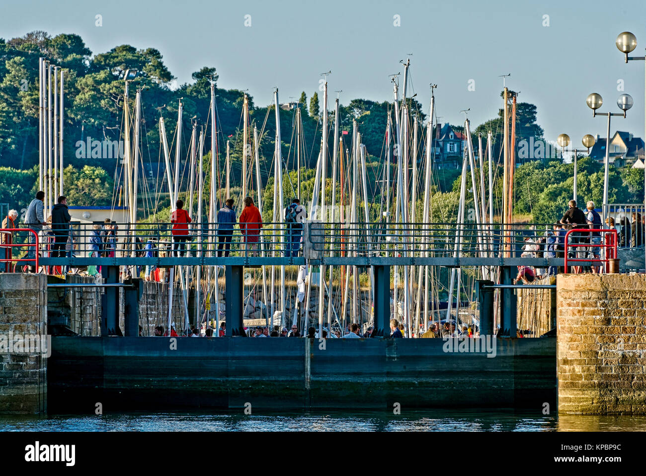 Muscadet yachts entering Paimpol port through the lock Stock Photo - Alamy
