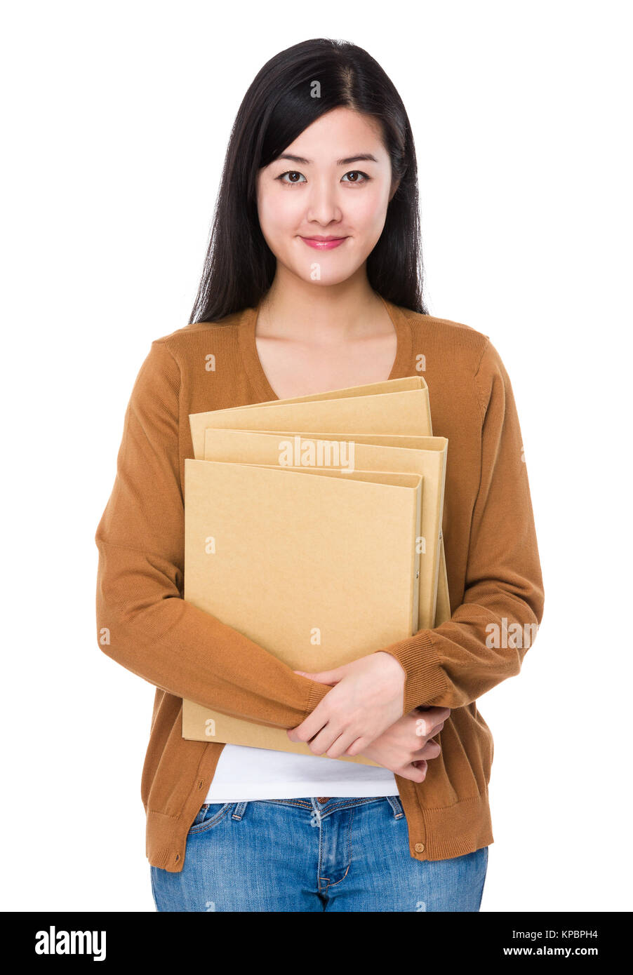 Young Woman hold with folder Stock Photo - Alamy