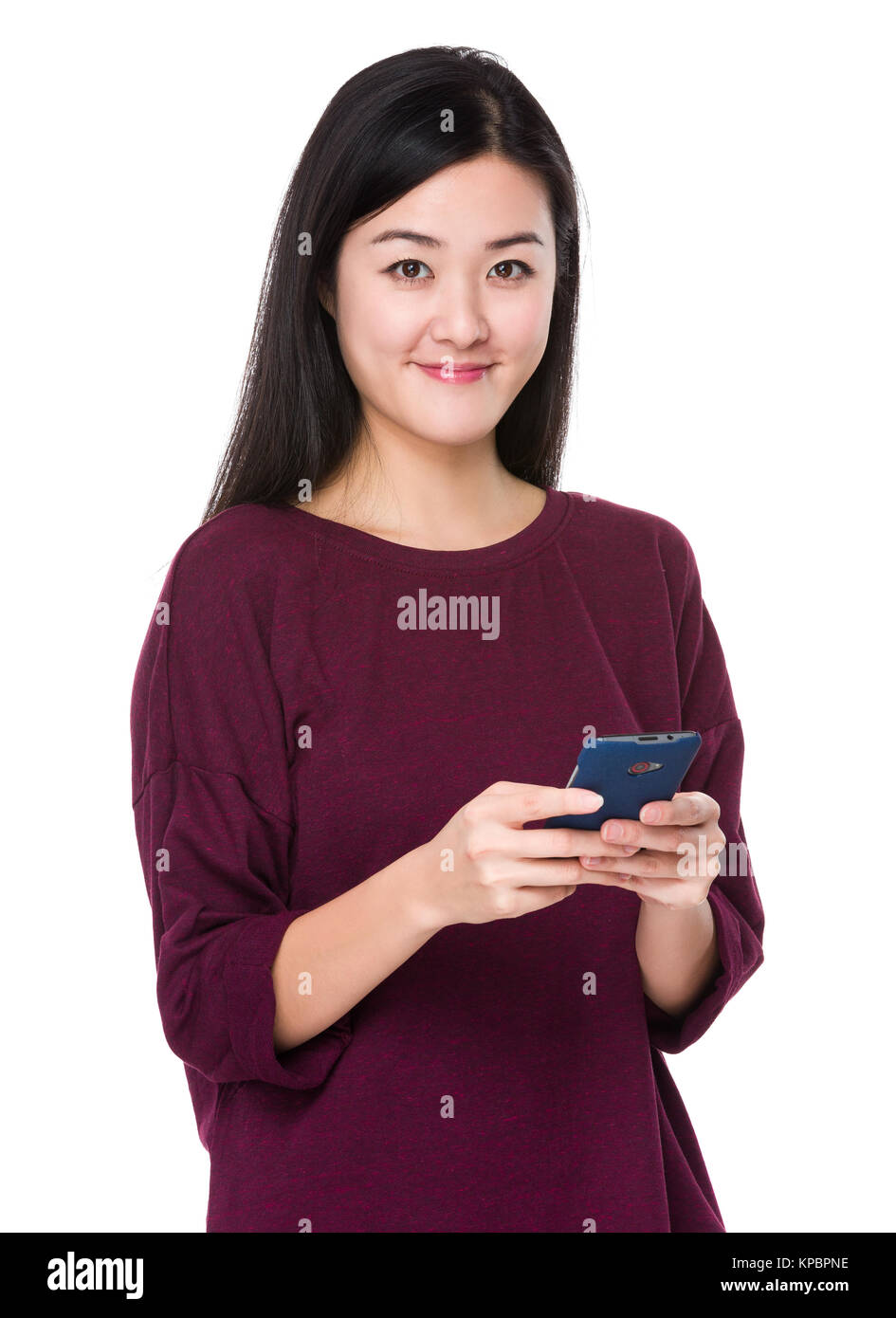 Asian woman use of cellphone Stock Photo - Alamy