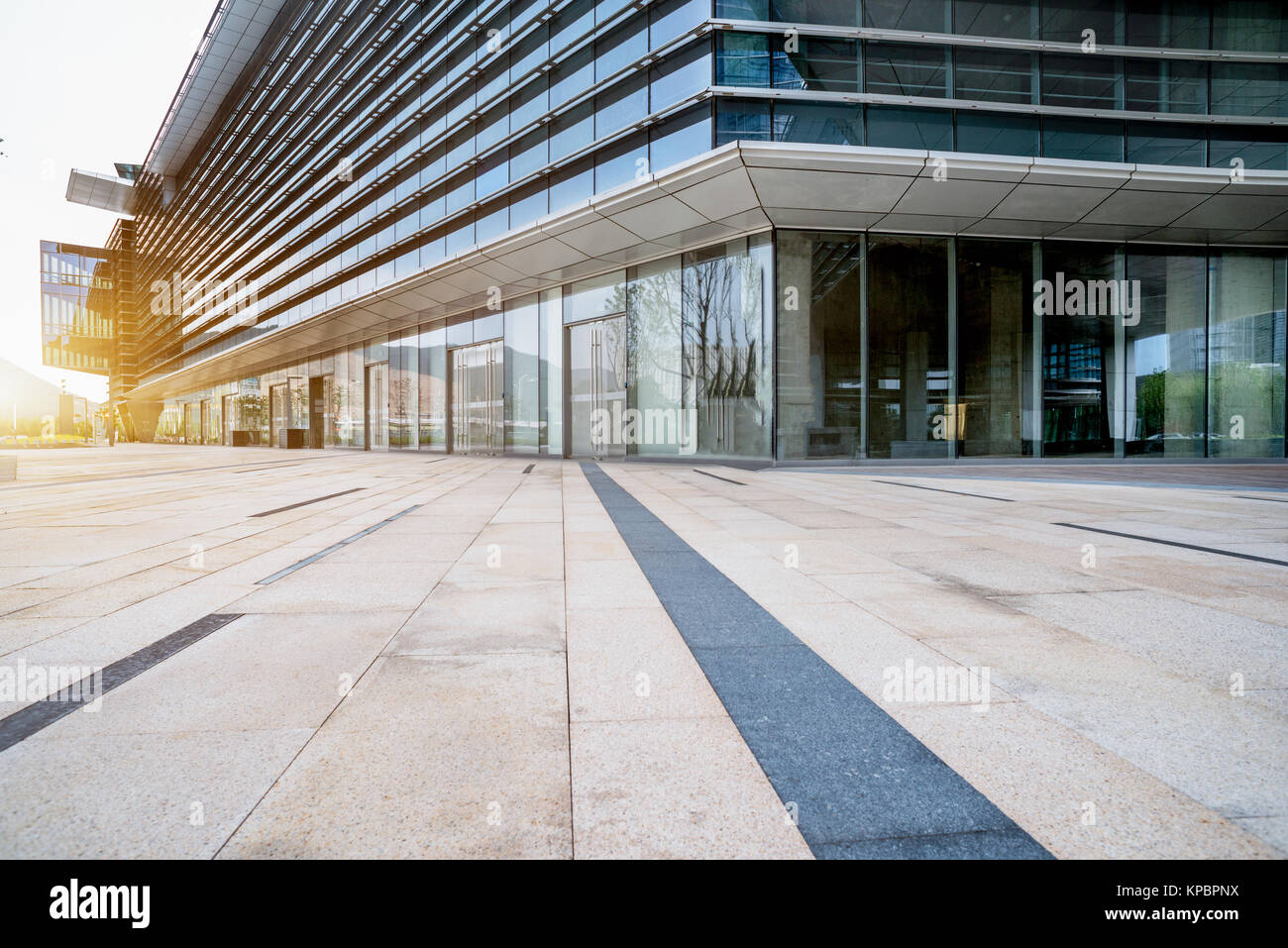 empty brick floor front of modern building in Shanghai Stock Photo - Alamy