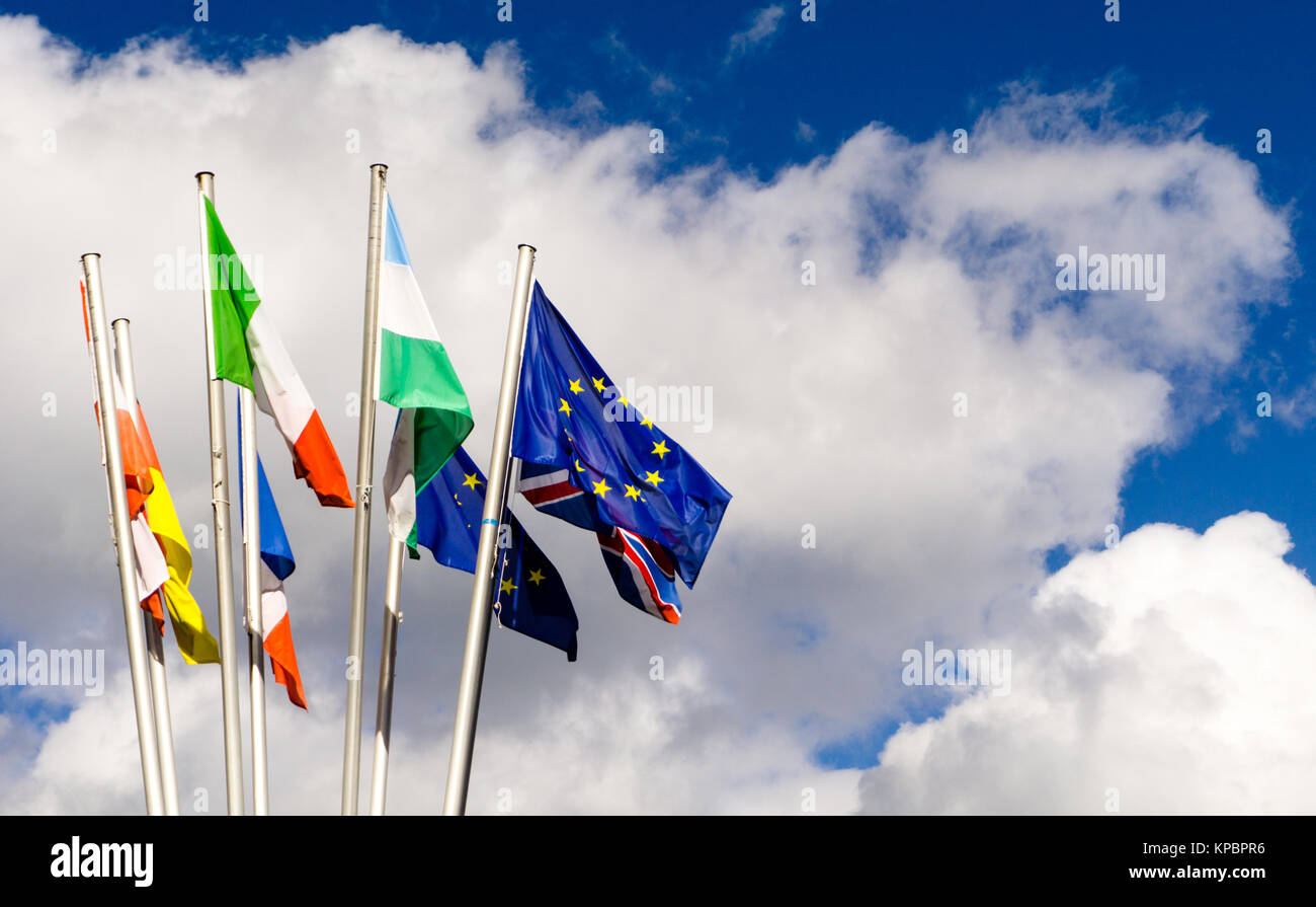 flags of the European Union with the EU flag covering the British Union ...