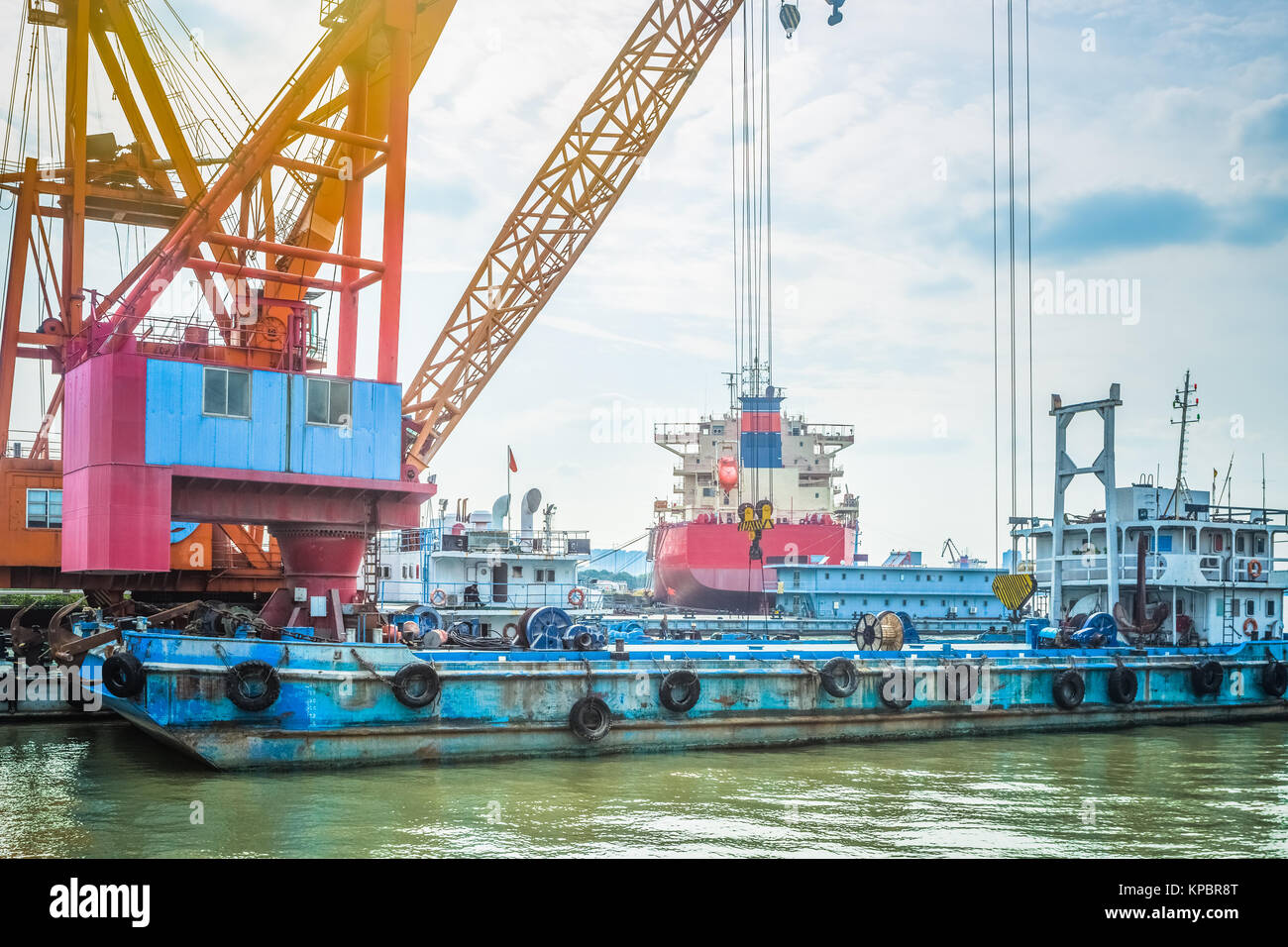 Cargo container ship at harbor Stock Photo - Alamy