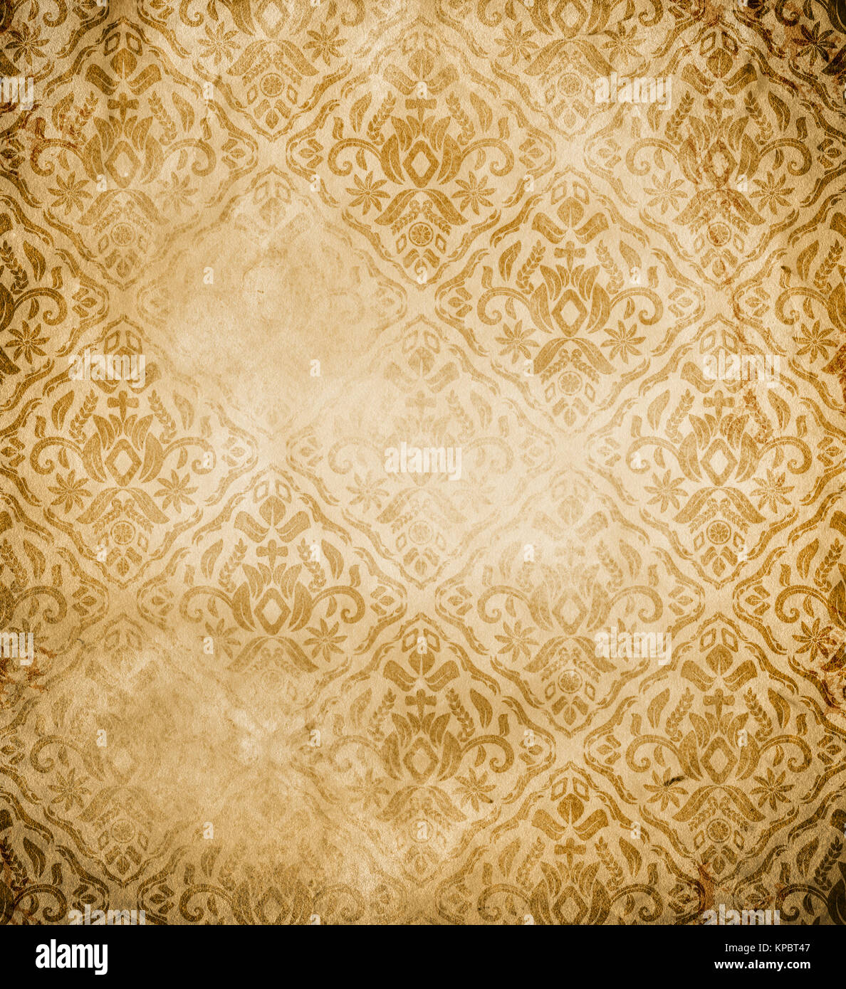 Grunge old paper background with vintage european patterns. Old ...