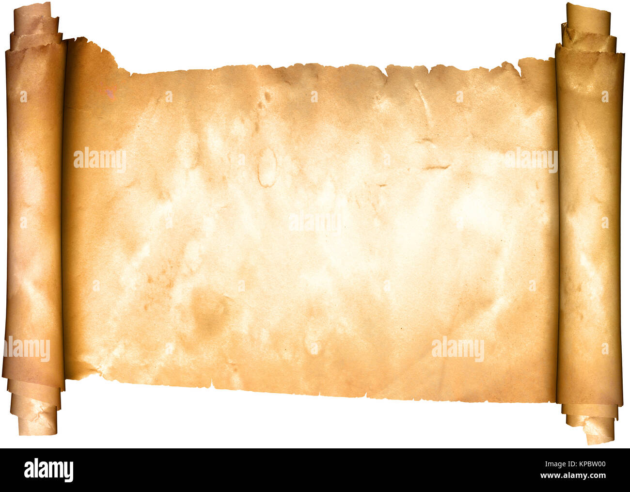 Medieval scroll of parchment on white background Stock Photo - Alamy