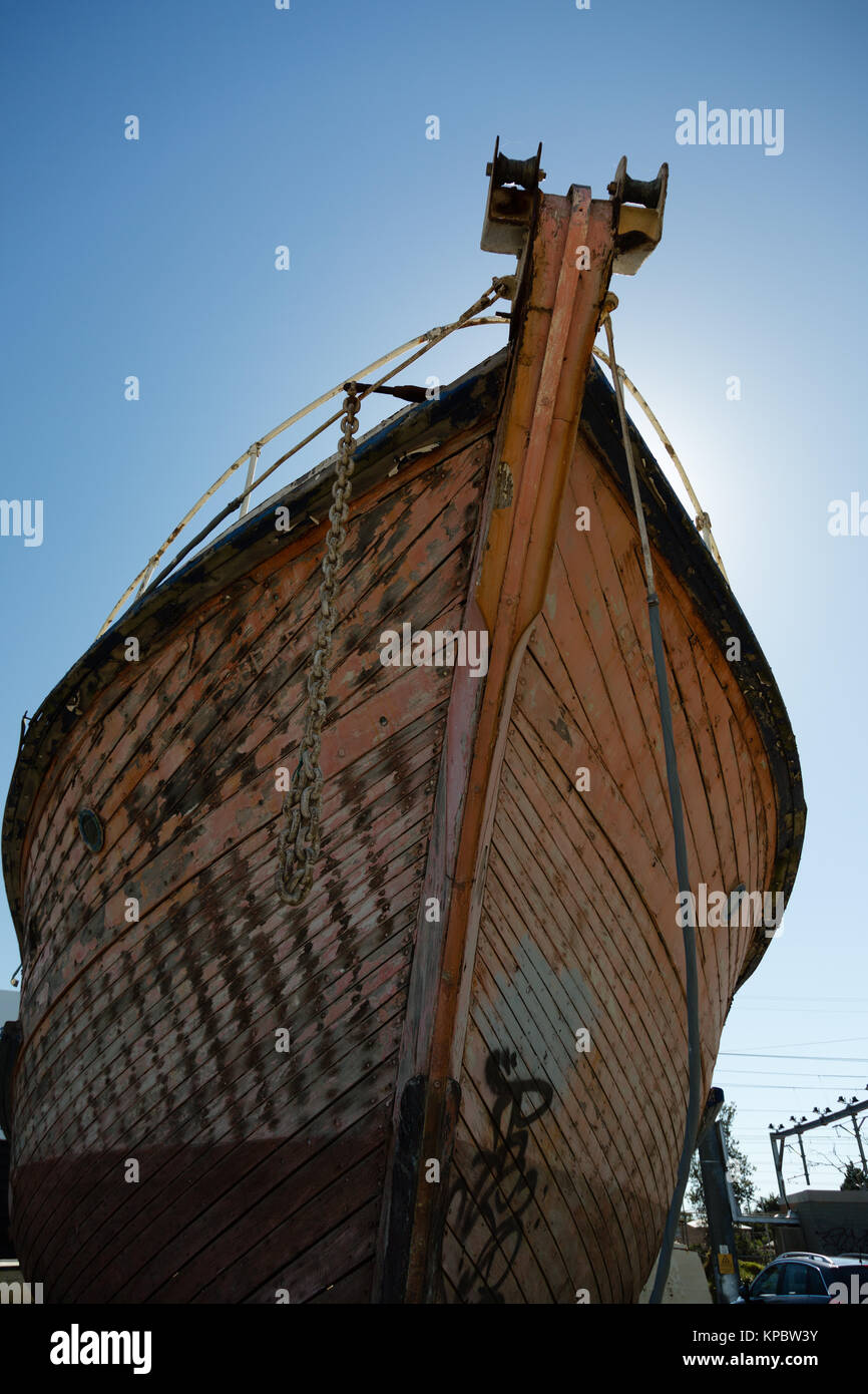Bow of old timber boat Stock Photo - Alamy