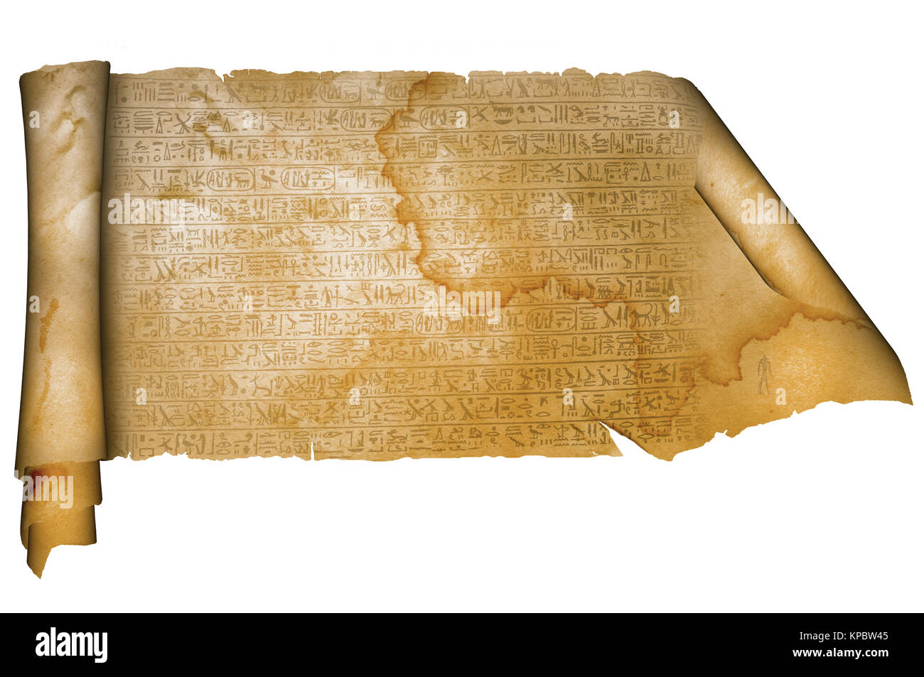 Antique scroll of parchment on white background Stock Photo - Alamy