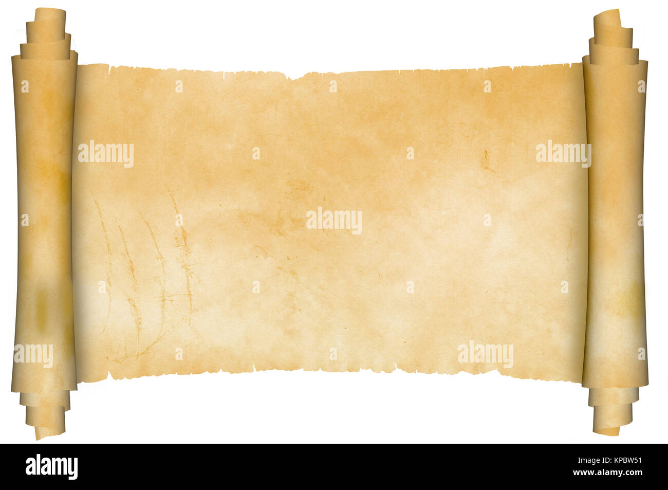 Scroll of ancient parchment on white background Stock Photo - Alamy