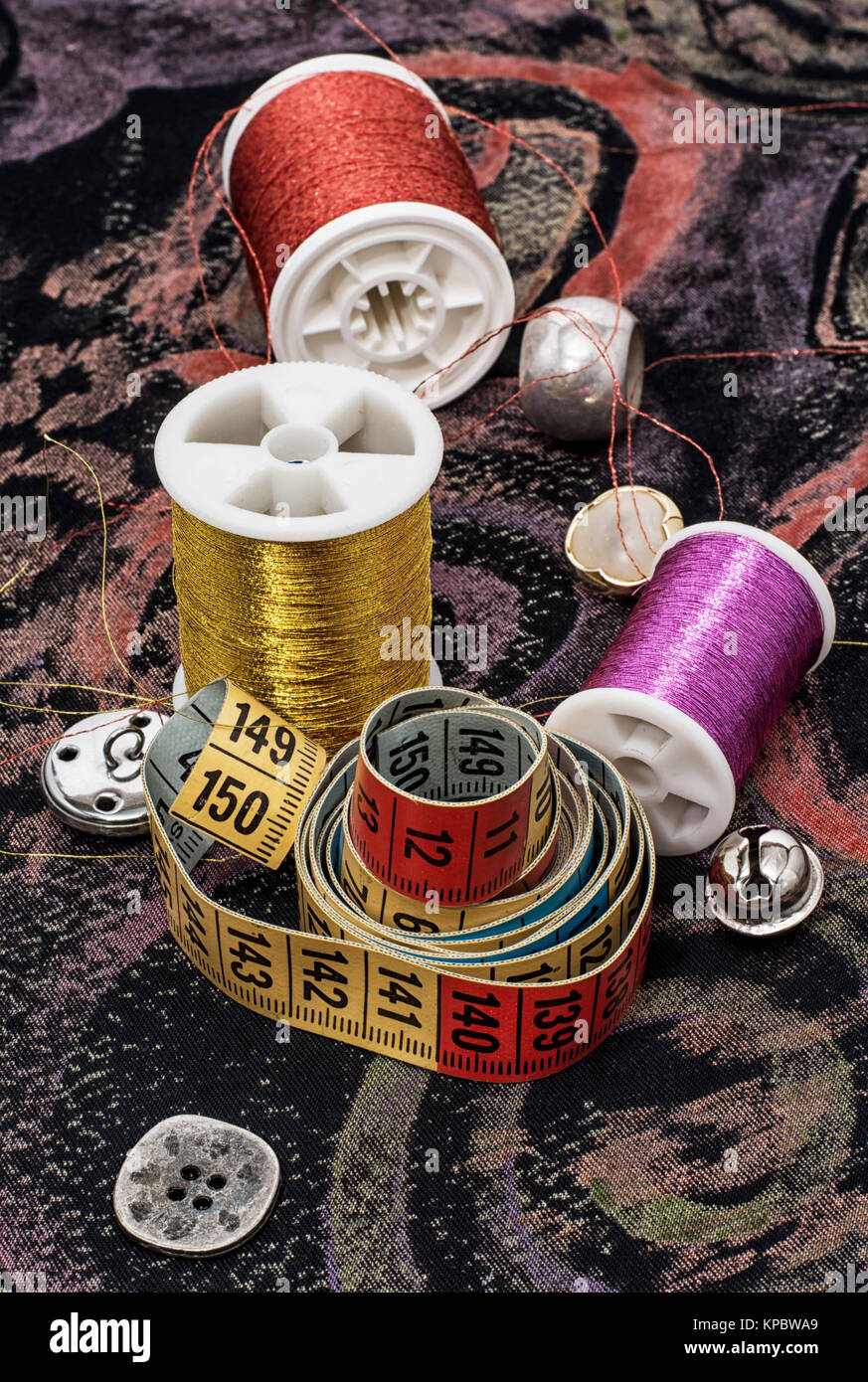 buttons from clothing and thread Stock Photo - Alamy