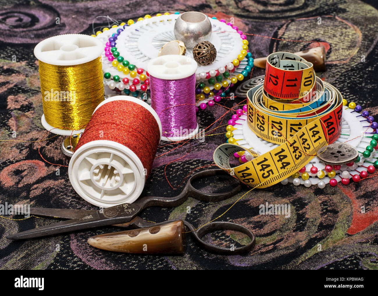 buttons from clothing and thread Stock Photo - Alamy