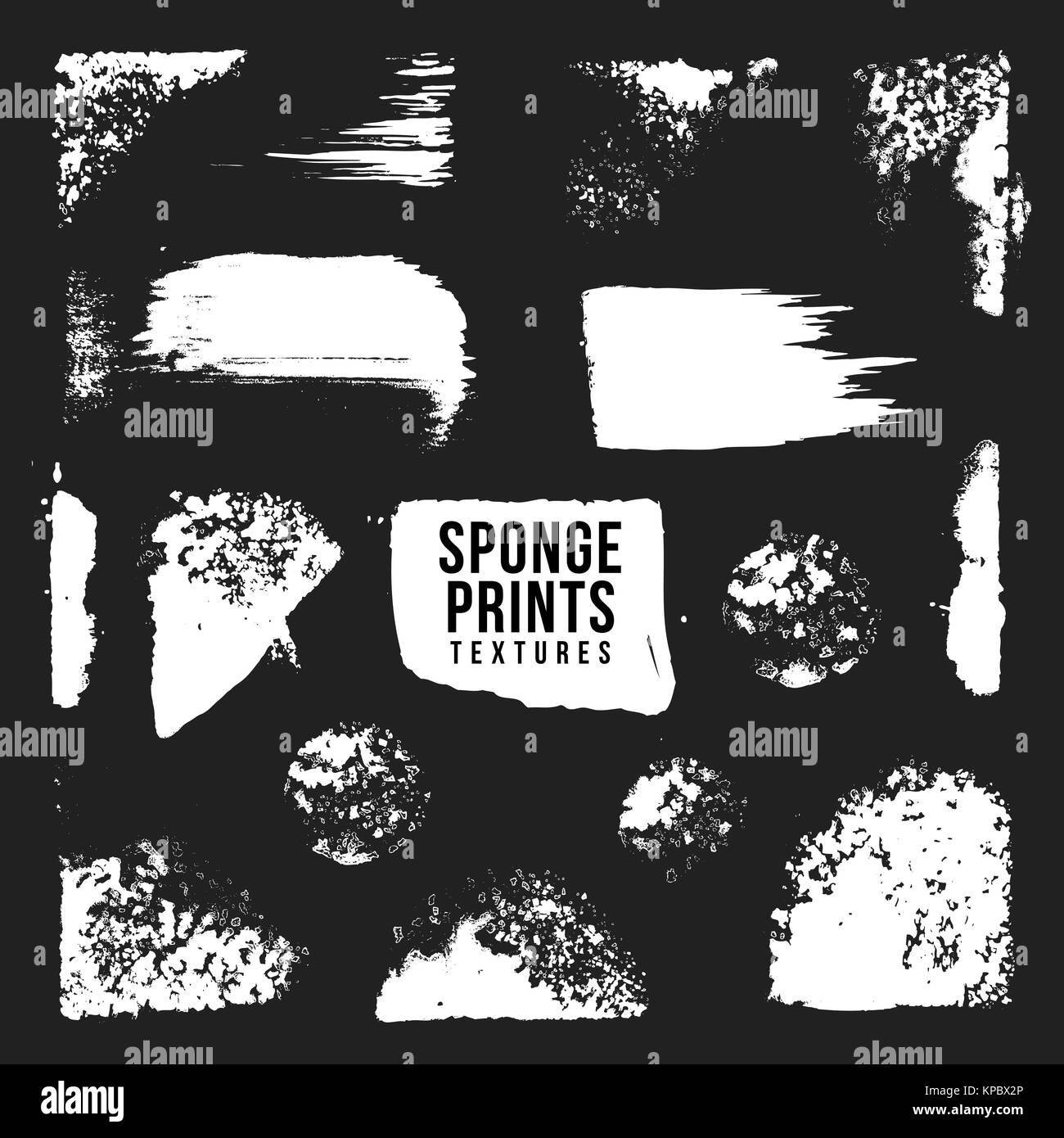 vector white monochrome artistic hand drawn sponge imprint realistic ...