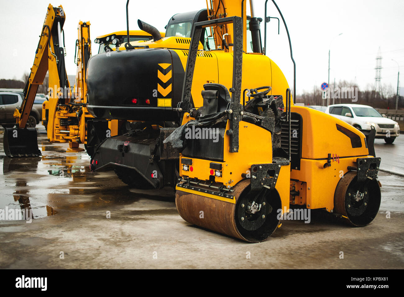 Excavator Loader Machine. Side View of Front Hoe Loader. Industrial ...